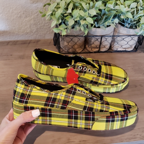 Vans | Shoes | Vans Authentic Platform Plaid Lemon Sneakers New | Poshmark
